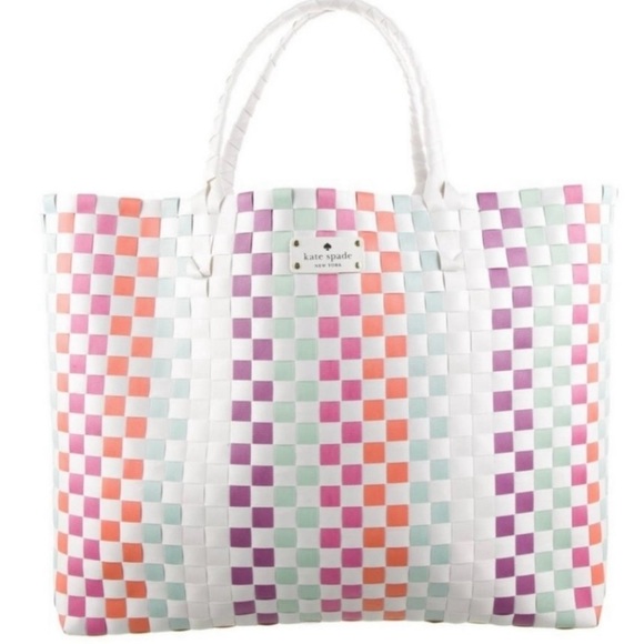 kate spade | Bags | Kate Spade Beach Tote Bag White And Multicolored ...